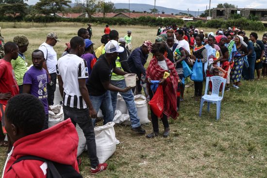 People Queue Receive Relief Food Supplied Editorial Stock Photo - Stock ...