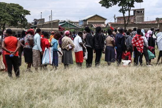 People Queue Receive Relief Food Supplied Editorial Stock Photo - Stock ...