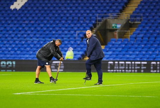 Groundstaff Work On Pitch Cardiff City Editorial Stock Photo - Stock ...