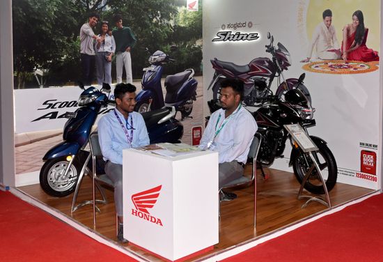 Honda Two Wheelers On Display Global Editorial Stock Photo - Stock ...