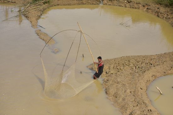 Tribal Villager Catch Fish Traditional Fishing Editorial Stock Photo ...