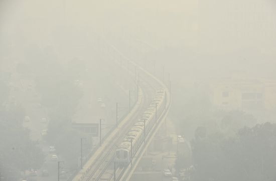 View Skyscrapers Engulfed Dense Smog On Editorial Stock Photo - Stock ...