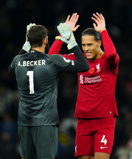 Virgil Van Dijk Liverpool Goalkeeper Alisson Editorial Stock Photo ...