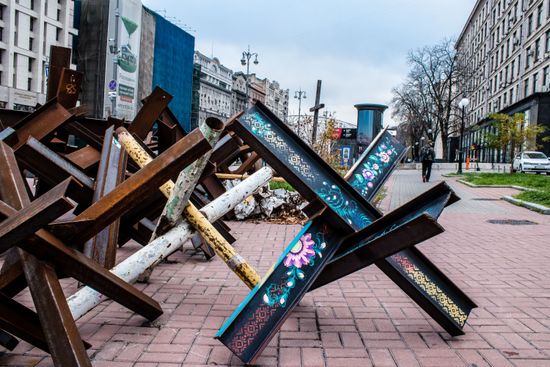 Military Roadblock Obstacles Streets Kyiv Capital Editorial Stock Photo ...