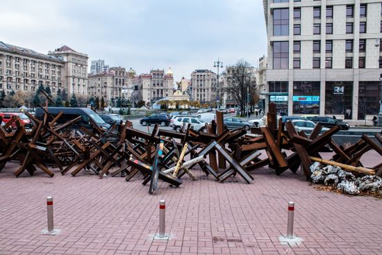 Military Roadblock Obstacles Streets Kyiv Capital Editorial Stock Photo ...