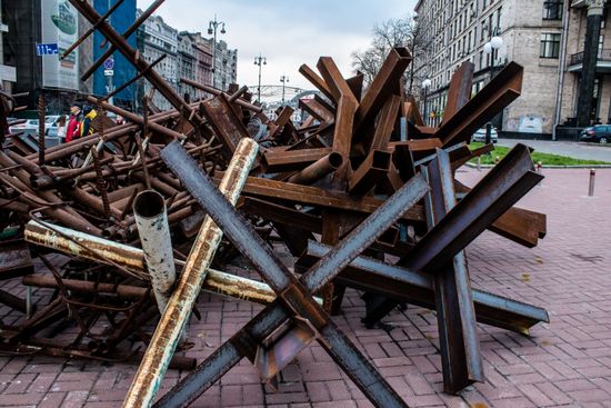 Military Roadblock Obstacles Streets Kyiv Capital Editorial Stock Photo ...