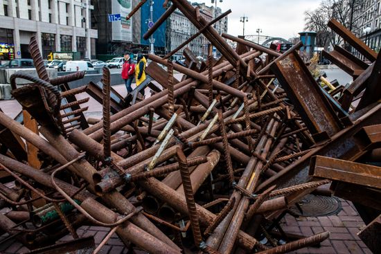 Military Roadblock Obstacles Streets Kyiv Capital Editorial Stock Photo ...