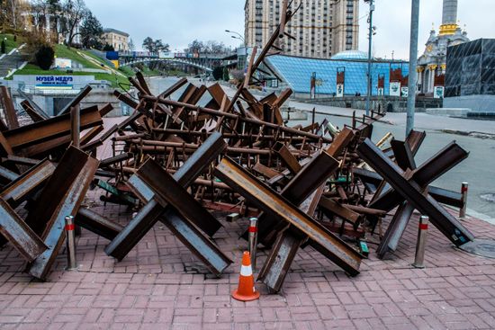 Military Roadblock Obstacles Streets Kyiv Capital Editorial Stock Photo ...