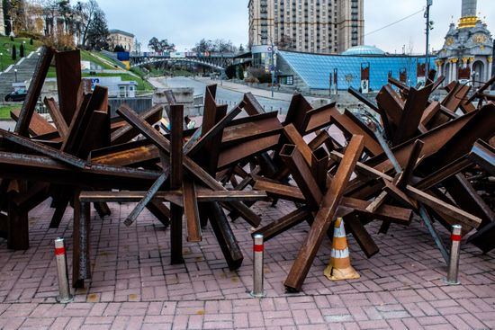 Military Roadblock Obstacles Streets Kyiv Capital Editorial Stock Photo ...