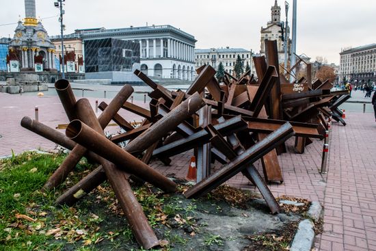 Military Roadblock Obstacles Streets Kyiv Capital Editorial Stock Photo ...