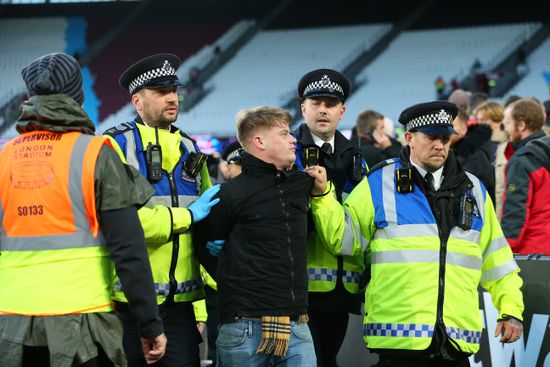Arrested Fan Being Led Out By Editorial Stock Photo - Stock Image ...