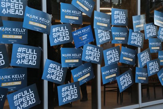 Mark Kelly Campaign Signs On Window Editorial Stock Photo - Stock Image ...