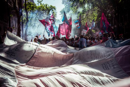 Attendees March Flags Large Banner During Editorial Stock Photo - Stock ...