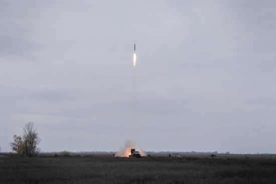 Ukrainian Troops Seen Firing Grad Missiles Editorial Stock Photo ...
