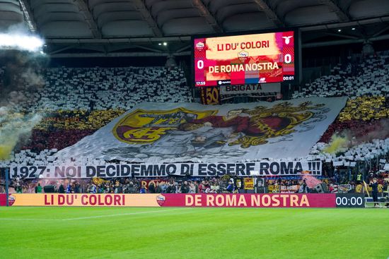 Roma Fans Show Choreography During Serie Editorial Stock Photo - Stock ...