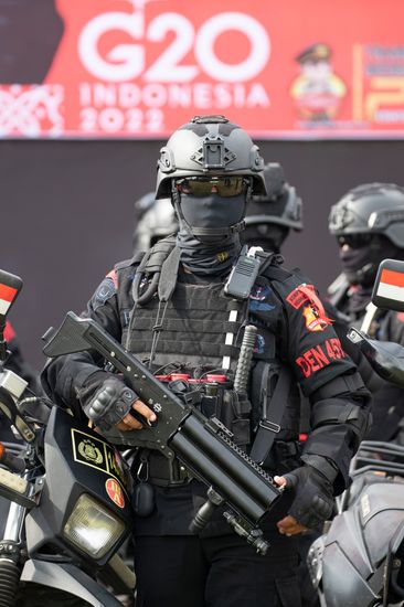 Indonesian Police Officer Takes Part Security Editorial Stock Photo ...