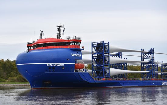 Cargo Ship Boldwind Wind Turbines Autumn Editorial Stock Photo - Stock ...