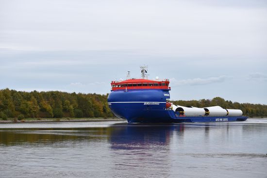 Cargo Ship Bravewind Wind Turbines Autumn Editorial Stock Photo - Stock ...