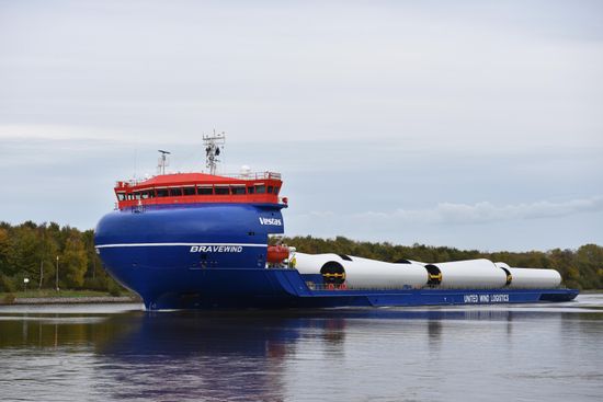Cargo Ship Bravewind Wind Turbines Autumn Editorial Stock Photo - Stock ...