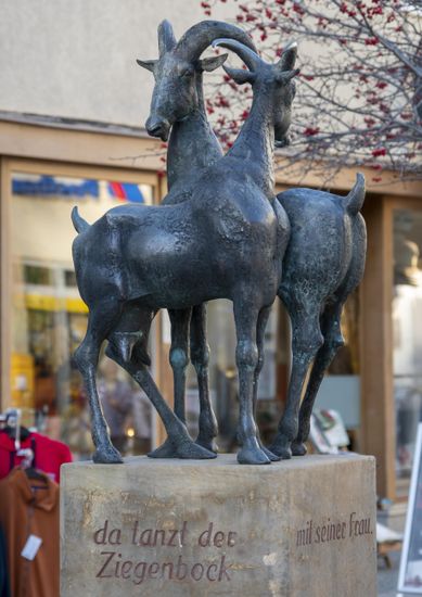 Goat Fountain Bronze Sculpture Two Goats Editorial Stock Photo - Stock ...