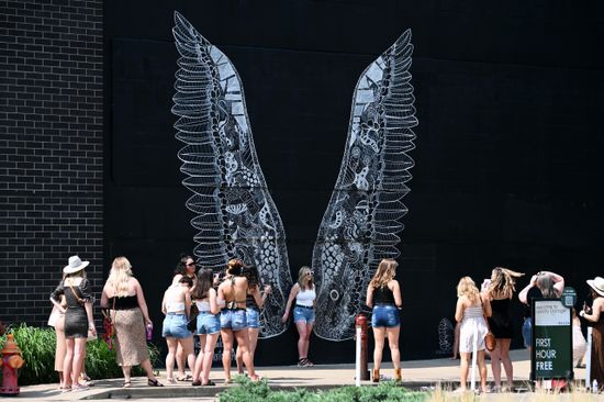 Young Woman Posing Front Angel Wings Editorial Stock Photo - Stock ...