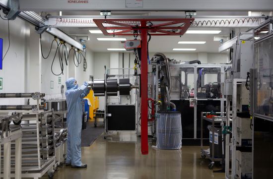 Worker Cell Manufacture Clean Room Envisions Editorial Stock Photo ...