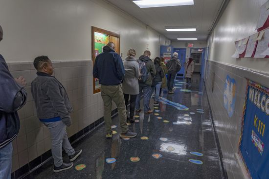 People Stand On Line Enter Voting Editorial Stock Photo - Stock Image ...