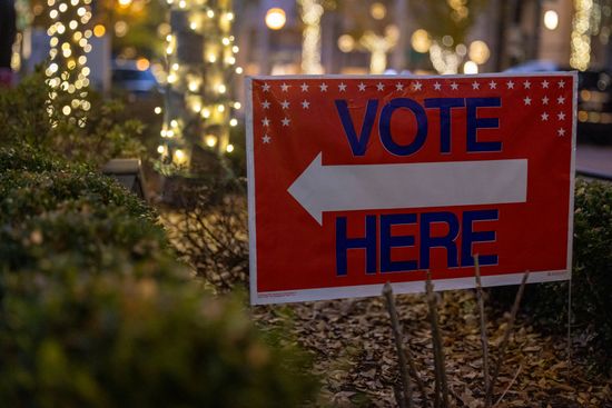 Vote Here Signs Seen Outside Precincts Editorial Stock Photo - Stock ...