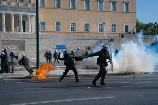 Policeman Seen Throwing Flash Grenade Syntagma Editorial Stock Photo ...