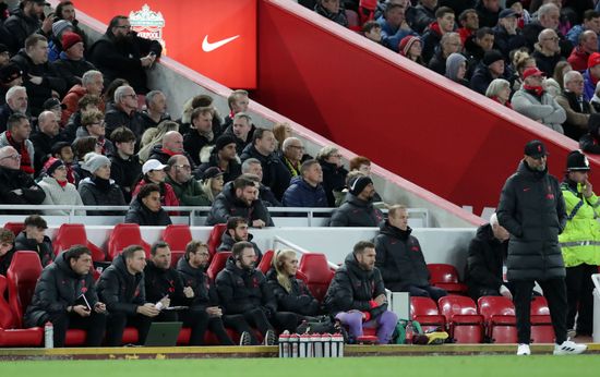 Liverpool Coaching Staff Follow Action Dugout Editorial Stock Photo ...
