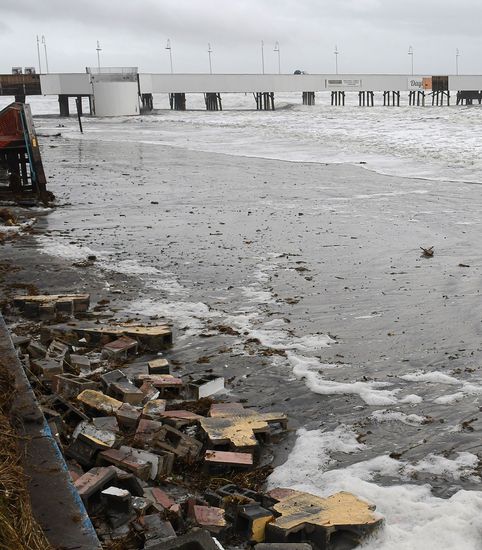 Collapsed Sea Wall Seen On Beach Editorial Stock Photo - Stock Image ...