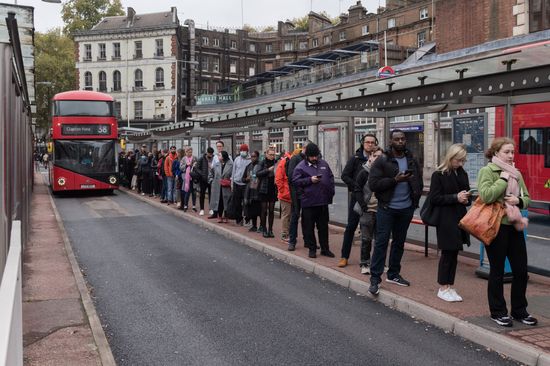 Commuters Form Long Queues Buses Outside Editorial Stock Photo - Stock ...