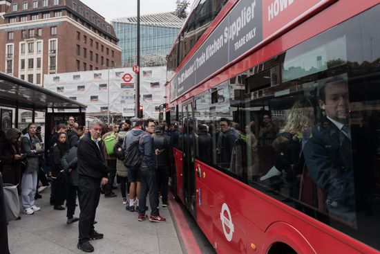 Commuters Form Long Queues Buses Outside Editorial Stock Photo - Stock ...