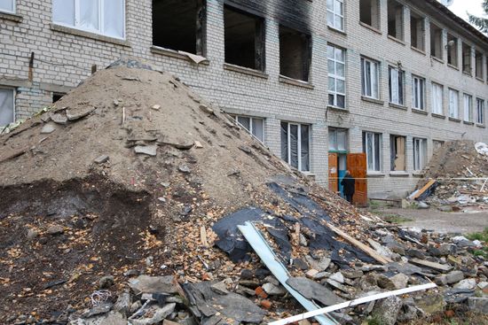 Heaps Sand Piled Outside Building Destroyed Editorial Stock Photo ...
