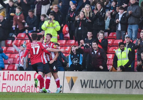 Max Sanders Lincoln City Celebrates Scoring Editorial Stock Photo ...