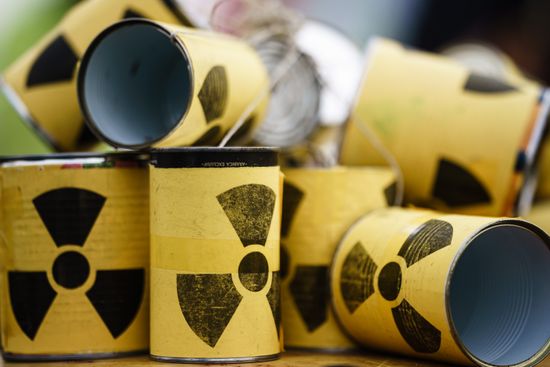 Cans Radiation Warning Symbols Part Staged Editorial Stock Photo ...