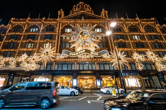 Christmas Lights On Harrods Facade Appear Editorial Stock Photo - Stock ...