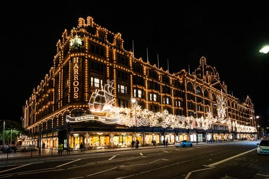 Christmas Lights On Harrods Facade Appear Editorial Stock Photo - Stock ...