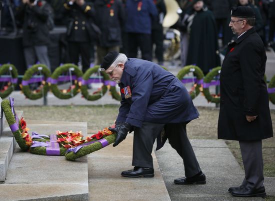 Veteran Lays Wreath During Remembrance Day Editorial Stock Photo ...