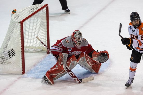 Sacred Heart Pioneers Goaltender Luke Lush Editorial Stock Photo ...