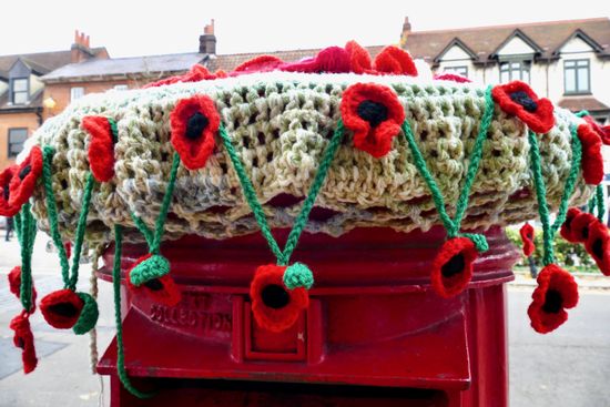 Knitted Poppy Post Box Topper Remembrance Editorial Stock Photo - Stock ...