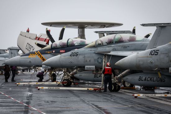 Us Navy Service Members Maintain F18 Editorial Stock Photo - Stock ...