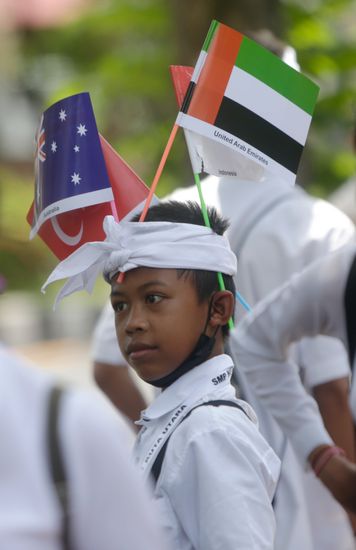 Balinese School Boy Wears Turban Flags Editorial Stock Photo - Stock ...
