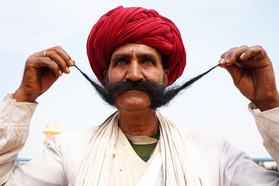 Rajasthani Man Displays His Moustache Pushkar Editorial Stock Photo ...