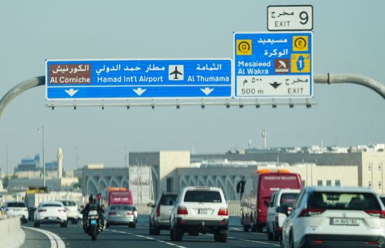 Road Signage Along Doha Highway Indicating Editorial Stock Photo ...