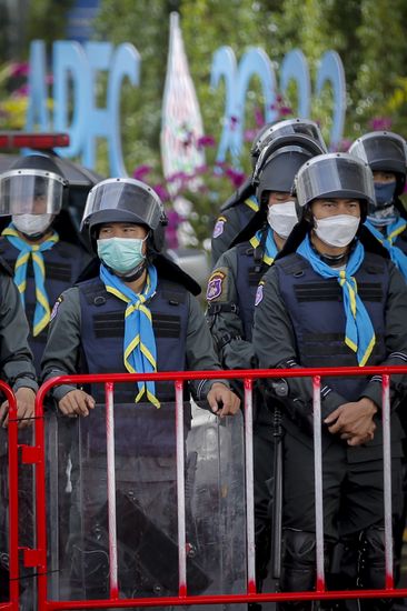 Thai Riot Police Patrol Intersection Near Editorial Stock Photo - Stock ...