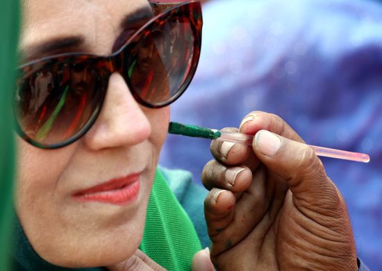 Man Paints Pti Flag Colors On Editorial Stock Photo - Stock Image ...