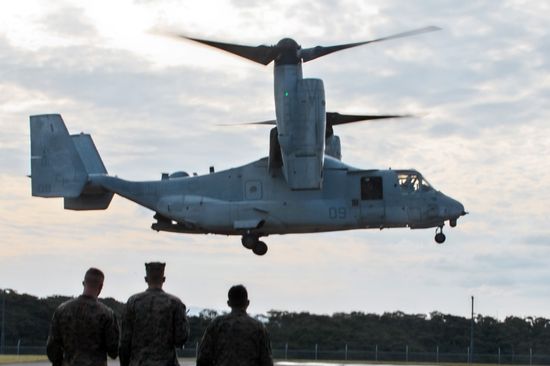 Us Marines Mv22 Osprey Seen Arrive Editorial Stock Photo - Stock Image ...