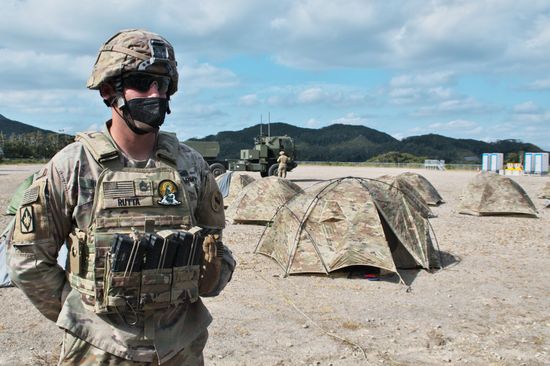 Us Marines Soldier Stand Guards During Editorial Stock Photo - Stock ...