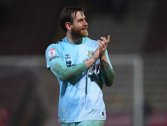 Lee Burge Goalkeeper Northampton Town Celebrates Editorial Stock Photo ...